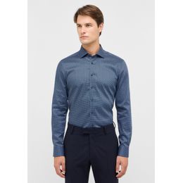 Langarmhemd Eterna "SLIM FIT", Herren, Gr. 38, Normalgrößen, rauchblau, Satin, 100% Baumwolle, schmal, Manschette, Hemden, NON IRON (bügelfrei)