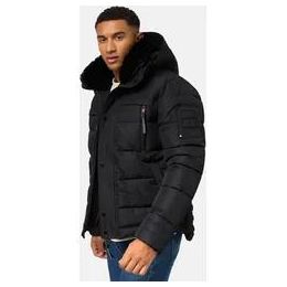 Steppjacke STONE HARBOUR "Witas", Herren, Gr. XXL (56), schwarz, Obermaterial: 100% Polyester, Futter: 100% Polyester, Wattierung: 100% Polyester, Ärmelfutter: 100% Polyester, Kunstpelz: 100% Polyester, modisch, gerade hüftbedeckend, hoch geschlossener Ausschnitt, Langarm Ärmel ohne Ärmelschlitz Rippbündchen kontrastfarben, Jacken, gesteppte Herren Winterjacke mit abnehmbarer Kapuze