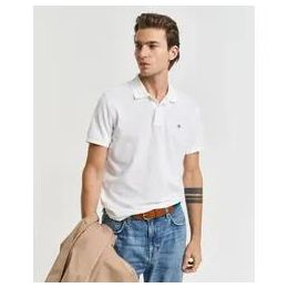 Poloshirt Gant "SLIM SHIELD SS PIQUE POLO", Herren, Gr. 3XL, weiß, Jersey, Obermaterial: 100% Baumwolle, unifarben, slim fit hüftlang, hoch geschlossener Ausschnitt, Rippbündchen, Shirts, mit Logostickerei auf der Brust
