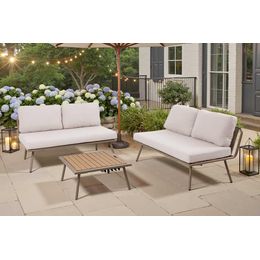 Riess Ambiente Outdoor Lounge Sitzgruppe MOBILE MODULAR greige mit Tisch wetterfest Riess-Ambiente Industrie & Loft Modern Natur Skandinavisch