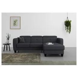 Sit & More Ecksofa SIT & MORE "Belluci L-Form", blau (tiefblau), B:247cm H:85cm T:170cm, Sofas, inklusive Federkern, wahlweise mit Bettfunktion und Bettkasten