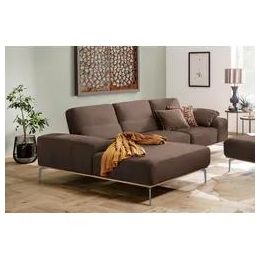 Ecksofa W.Schillig "run, Designsofa mit tollem Sitzkomfort, bequem, L-Form", braun (chocolate w82), B:299cm H:88cm T:178cm, Longlife Xtra-Leder Z73: Naturwalkleder der Luxusklasse aus den erlesensten Rohhäuten. Hautstärke 1, 1 – 1, 3 mm;ROHLEDER Jacquard-Flachgewebe Q2 W60 (63% Polyester, 37% Polyacryl);ROHLEDER Chenille-Flachgewebe Q2 W77 (68% Polyacryl, 32% Polyester);Stoff S37 (100% Polyester),