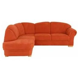 Ecksofa Home Affaire "Amrum L-Form", orange (terra), B:249cm H:91cm T:218cm, Jacquard ( 100% Polyester );Struktur Blume (100% Polyester), Sofas, wahlweise mit Bettfunktion und Ottomane links/rechts