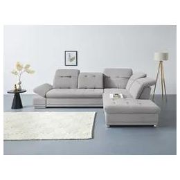 Ecksofa COTTA "Holiday L-Form mit Sitztiefen-, Armteil- und Kopfteilverstellung", grau, B:310cm H:86cm T:265cm, 90% Polyester, 10% Polyamid, Sofas, wahlweise mit Bettfunktion & Bettkasten