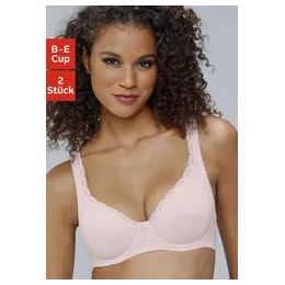 T-Shirt-BH Petite Fleur, Damen, Gr. 80, Cup E, rosa (puder, schwarz), Jersey, Obermaterial: 85% Baumwolle, 10% Polyamid, 5% Elasthan, BHs BH Bügel-BH Dirndl-BH T-Shirt-BH, mit ungefütterten, nahtlosen Cups, aus Baumwollqualität