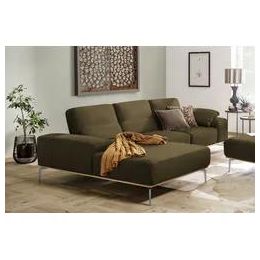 Ecksofa W.Schillig "run, Designsofa, bequem, L-Form", grün (camouflage w82), B:299cm H:88cm T:178cm, Longlife Xtra-Leder Z73: Naturwalkleder der Luxusklasse aus den erlesensten Rohhäuten. Hautstärke 1, 1 – 1, 3 mm;ROHLEDER Jacquard-Flachgewebe Q2 W60 (63% Polyester, 37% Polyacryl);ROHLEDER Chenille-Flachgewebe Q2 W77 (68% Polyacryl, 32% Polyester);Stoff S37 (100% Polyester), Sofas, mit elegantem H