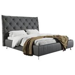 Polsterbett Places of Style "Elloree, in 4 Breiten, hinten mit Originalstoff bezogen, auch in Leder", schwarz, B:236cm H:143cm L:254cm, Rinds-Oberleder, Betten, Polsterbett ohne Bettkasten Polsterbett, Kopfteilhöhe 143cm, belastbar bis 280 kg, auch in Überlänge 220cm