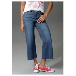 7/8-Jeans Aniston CASUAL, Damen, Gr. 38, N-Gr, blau (dunkelblau), Denim/Jeans, Obermaterial: 98% Baumwolle, 2% Elasthan, Abriebeffekte, unifarben, figurbetont 7/8-Länge, Jeans, mit leicht ausgefranstem Beinabschluss, Topseller