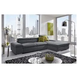 Sit & More Ecksofa SIT & MORE "Valantine L-Form, B: 286 cm", grau (dunkelgrau), B:286cm H:73cm T:174cm, 100% Polyester;Luxus-Kunstleder/Struktur (88% Polyester, 12% Polyamid), Sofas, mit Arm- & Kopfteilverstellung, optional mit Bettfunktion