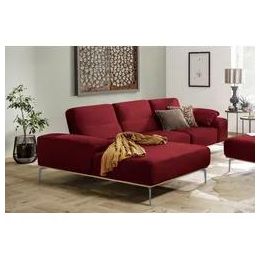Ecksofa W.Schillig "run, Designsofa mit tollem Sitzkomfort, bequem, L-Form", rot (light brick w82), B:299cm H:88cm T:178cm, Longlife Xtra-Leder Z73: Naturwalkleder der Luxusklasse aus den erlesensten Rohhäuten. Hautstärke 1, 1 – 1, 3 mm;ROHLEDER Jacquard-Flachgewebe Q2 W60 (63% Polyester, 37% Polyacryl);ROHLEDER Chenille-Flachgewebe Q2 W77 (68% Polyacryl, 32% Polyester);Stoff S37 (100% Polyester),