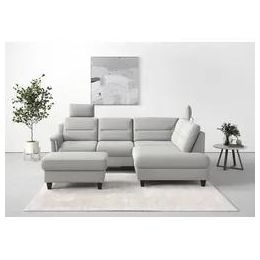 Sit & More Ecksofa SIT & MORE "Farö L-Form", silber, B:251cm H:90cm T:187cm, Sofas, inklusive Federkern, wahlweise mit Bettfunktion und Bettkasten