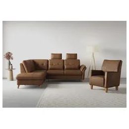 Sit & More Ecksofa SIT & MORE "Göteborg", braun (cognac), B:250cm H:90cm T:226cm, Sofas, inkl. Sitztiefenverstellung, wahlweise mit Bettfunktion & Bettkasten