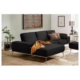 Ecksofa W.Schillig "run, Designsofa mit tollem Sitzkomfort, bequem, L-Form", schwarz (midnight w82), B:299 H:88 T:178, Longlife Xtra-Leder Z73: Naturwalkleder der Luxusklasse aus den erlesensten Rohhäuten. Hautstärke 1, 1 – 1, 3 mm, ROHLEDER Jacquard-Flachgewebe Q2 W60 (63% Polyester, 37% Polyacryl), ROHLEDER Chenille-Flachgewebe Q2 W77 (68% Polyacryl, 32% Polyester), Stoff S37 (100% Polyester), S