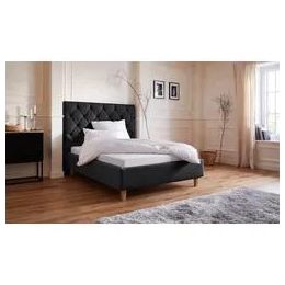 Polsterbett Home Affaire "Sunley 140", grau (anthrazit), B:163cm L:210cm, Struktur (100% Polyester);Samtstoff (100% Polyester), Betten, Kreuzsteppung, Kopfteilhöhe 142 cm, ohne oder mit Matratze/Lattenrost