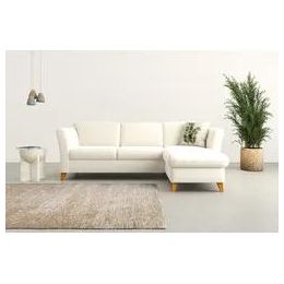 Ecksofa Home Affaire "Trelleborg L-Form", beige (creme), B:249cm H:86cm T:162cm, 100% Polyester, Sofas, Federkern-Polsterung, wahlweise mit Bettfunktion und Bettkasten