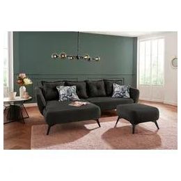 Ecksofa Inosign "Baggio romantische Polsterecke, bequem, Breite 277cm, L-Form", grau (anthrazit), B:277cm H:80cm T:162cm, Sofas, Zierkissen inklusive