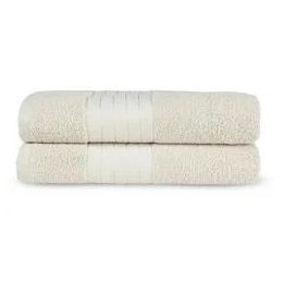 Badetücher Emotion "Uni", beige, B:70cm L:140cm, Frottee, Obermaterial: 100% Baumwolle, Handtücher, Baumwolle,Walkfrottee, Bordüre, 500 GSM, Einfarbig, ohne Aufhängung