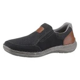 Slipper Rieker, Herren, Gr. 41, bunt (navy braun), Lederimitat, Textil, Schuhe, Halbschuh, Freizeitschuh, Schlupfschuh mit luftigem Mesh