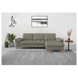 Sit & More Ecksofa SIT & MORE "Westham L-Form", grau, B:275cm H:88cm T:172cm, 100% Polyester, Sofas, mit Recamiere, mit oder ohne Bettfunktion, Bettkasten, Füße Eiche