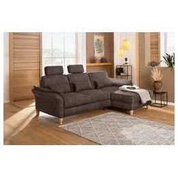 Ecksofa Home Affaire "Palace L-Form", braun, B:266cm H:89cm T:164cm, Struktur fein (100% Polyester);Struktur (100% Polyester);Luxus-Microfaser Lederoptik (100% Polyester), Sofas, incl. Sitztiefenverstellung, wahlweise mit Bettfunktion und Stauraum