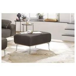 Polsterhocker W.Schillig "run", braun (stone w82), B:75 H:46 T:60, Flachgewebe W82 Q2 (74% Polyacryl, 26% Polyester), Hocker, mit elegantem Holzsockel, Füße in Chrom glänzend, Breite 75 cm