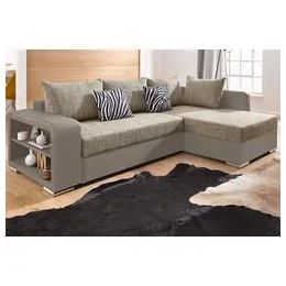 Ecksofa Collection AB "John L-Form", braun (schlamm, cappuccino), B:226cm H:80cm T:92cm, Zierkissen: 100% Polyester;Microfaser PRIMABELLE (100% Polyester) / Struktur ( 20% Polyacryl, 80% Polyester );Kunstleder SOFTLUX / Struktur ( 20% Polyacryl, 80% Polyester ), Sofas, mit Bettfunktion, wahlweise mit Federkern
