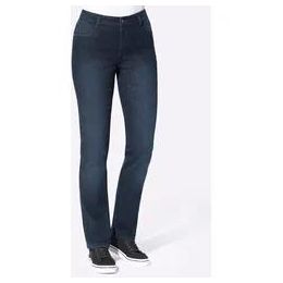 Thermojeans Casual Looks, Damen, Gr. 48, Normalgrößen, blau (dunkelblau, denim), 81% Baumwolle, 17% Polyester, 2% Elasthan, unifarben, lang, Jeans Straight-fit-Jeans 5-Pocket-Jeans