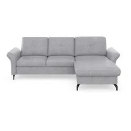 Ecksofa Places of Style "Calando L-Form", silber, B:258cm H:91cm T:165cm, 100% Polyester, Sofas, wahlweise mit Bettfunktion, Bettkasten und Armteilfunktion