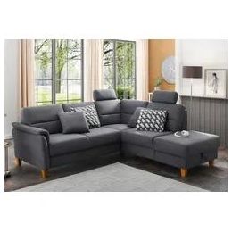 Ecksofa Home Affaire "Palmera L-Form, B: 236 cm", grau, B:236cm H:89cm T:212cm, 100% Polyester, Struktur (100% Polyester), Luxus-Microfaser in Lederoptik (100% Polyester), Sofas, optional Bettfunktion & Bettkasten, Federkern