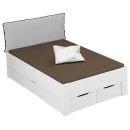 Stauraumbett Rauch "Aditio", weiß, B:126cm H:107cm L:208cm, Betten, inklusive Kopfteil und Schubkästen