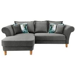 Ecksofa Home Affaire "Tassilo Mega Polsterecke mit Kaltschaum im Sitz, bequem, L-Form", schwarz (asche), B:262cm H:95cm T:198cm, 100% Polyester, Sofas