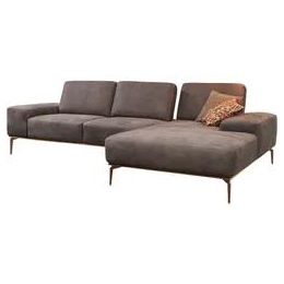 Ecksofa W.Schillig "run, Designsofa mit tollem Sitzkomfort, bequem, L-Form", braun (mocca s37), B:319cm H:88cm T:178cm, Longlife Xtra-Leder Z73: Naturwalkleder der Luxusklasse aus den erlesensten Rohhäuten. Hautstärke 1, 1 – 1, 3 mm, ROHLEDER Jacquard-Flachgewebe Q2 W60 (63% Polyester, 37% Polyacryl), ROHLEDER Chenille-Flachgewebe Q2 W77 (68% Polyacryl, 32% Polyester), Stoff S37 (100% Polyester), 