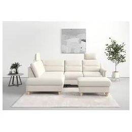 Sit & More Ecksofa SIT & MORE "Farö L-Form", beige (creme), B:251cm H:90cm T:187cm, Sofas, inklusive Federkern, wahlweise mit Bettfunktion und Bettkasten