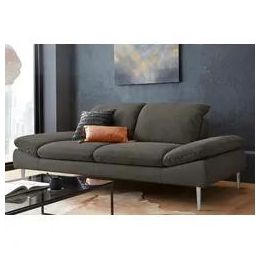 2,5-Sitzer W.Schillig "enjoy&MORE", grau (antracite s37), B:232cm H:87cm T:110cm, Chenille-Flachgewebe R66 (85% Polyester, 15% Nylon);Longlife Xtra-Leder Z59: Glattleder mit modischer Prägung. Hautstärke 0, 9 - 1, 1 mm;Stoff S37 (100% Polyester), Sofas, mit Sitztiefenverstellung, Füße silber matt, Breite 232 cm