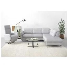 Sit & More Ecksofa SIT & MORE "Grenoble L-Form mit Federkern", silber, B:247cm H:85cm T:222cm, Sofas, wahlweise mit Bettfunktion, Bettkasten, Arm- und Kopfteilverstellung