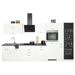 Küchenzeile KOCHSTATION "KS-Trier", weiß (küche: weiß, korpus: weiß, arbeitsplatte: anthrazit), B:370cm T:60cm, Komplettküchen-Sets, Küchenzeile, ohne E-Geräte, Breite 370 cm
