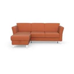 Sit & More Ecksofa SIT & MORE "Visby L-Form", orange (terra), B:248cm H:87cm T:162cm, Sofas, wahlweise mit Bettfunktion und Bettkasten, frei im Raum stellbar