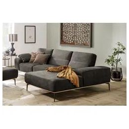 Ecksofa W.Schillig "run, Designsofa mit tollem Sitzkomfort, bequem, L-Form", grau (antracite s37), B:319 H:88 T:178, Longlife Xtra-Leder Z73: Naturwalkleder der Luxusklasse aus den erlesensten Rohhäuten. Hautstärke 1, 1 – 1, 3 mm, ROHLEDER Jacquard-Flachgewebe Q2 W60 (63% Polyester, 37% Polyacryl), ROHLEDER Chenille-Flachgewebe Q2 W77 (68% Polyacryl, 32% Polyester), Stoff S37 (100% Polyester), Sof