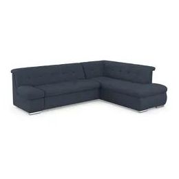 Ecksofa DOMO collection "Mona L-Form", blau (blaugrau), B:271cm H:80cm T:213cm, Struktur fein 100% Polyester;Chenilleoptik 100% Polyester, Sofas, wahlweise mit Bett- und Armlehnfunktion