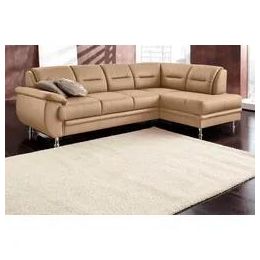 Sit & More Ecksofa SIT & MORE "Mailand L-Form, B: 250 cm", braun (café), B:250cm H:85cm T:164cm, Luxus-Kunstleder, Kunstleder Softlux, NaturLEDER (echtes Rindleder)/Korpus passendes Kunstleder Softlux, Luxus-Microfaser Altara Nubuck (100% Polyester), Sofas, optional Bettfunktion