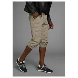 MAN'S WORLD Cargobermudas MAN'S WORLD, Herren, Gr. 60, N-Gr, grün (hellkhaki), Obermaterial: 100% Baumwolle, unifarben, casual, regular fit knieumspielend, Hosen, in 3/4-Länge