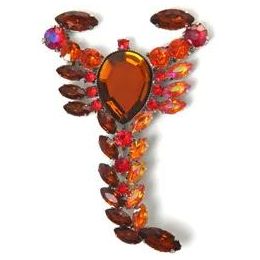 Brosche "Skorpion", Damen, orange, Messing, Collezione Alessandro, Broschen, mit hochwertigen Kunststoffsteinen