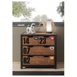 Schubkastenkommode Vipack "Alex", beige (natur), B:86cm H:83cm T:42cm, Sideboards, aus teilmassiver Kiefer und MDF