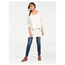Rundhalsshirt Heine "Rundhals-Shirt", Damen, Gr. 36, beige (creme), 95% Viskose, 5% Elasthan, unifarben, Rundhals, Shirts