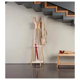 Garderobe WOODMAN "Magellan", beige (natur), Massivholz, Garderobenpaneele, im skandinavian Design, aus massiver Eiche, mit 4 Haken, FSC