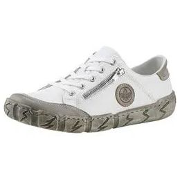 Sneaker Rieker, Damen, Gr. 41, weiß (weiß, taupe), Leder, unifarben mit Farbeinsatz, Sportlich, Schuhe Damenschuh Freizeitschuh Halbschuh Schnürschuh, mit Zierreißverschluss, Freizeitschuh, Halbschuh, Schnürschuh