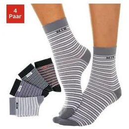 H.I.S. Basicsocken H.I.S, Herren, Gr. 39-42, bunt (grau, schwarz, dunkelgrau, schwarz, hellgrau, rot, schwarz), Baumwolle, Elasthan, Polyamid, geringelt, elastisch, Socken, mit eingestricktem Markenlogo