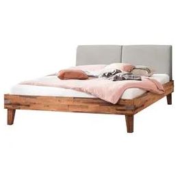 Bettgestell Hasena "Alino", braun (braun, grau, pepe grau), B:146cm H:93cm L:216cm, Betten, mit Polsterkopfteil, wahlweise in zwei verschiedenen Liegehöhen