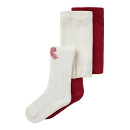 name it Strumpfhose 'NMFVICHRISTMAS' Mädchen Größe 86/92 dunkelrot / weiß