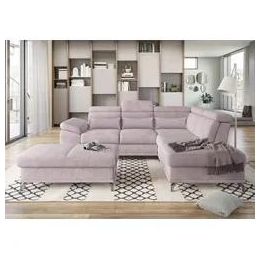 Sit & More Ecksofa SIT & MORE "Cabrio L-Form, B: 274 cm, mit Sitztiefen-, Arm- & Kopfteilverstellung", rosa (rose), B:274cm H:87cm T:230cm, 100% Polyester, Sofas, 3 Nierenkissen, Federkern, optional Bettfunktion und Stauraum